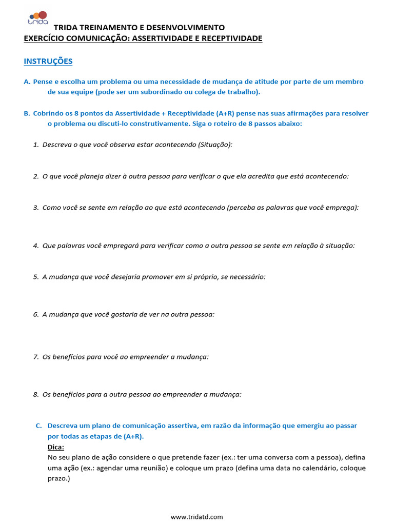EXERCÍCIO+4_+Comunicacao_Assertividade+e+Receptividade | PDF