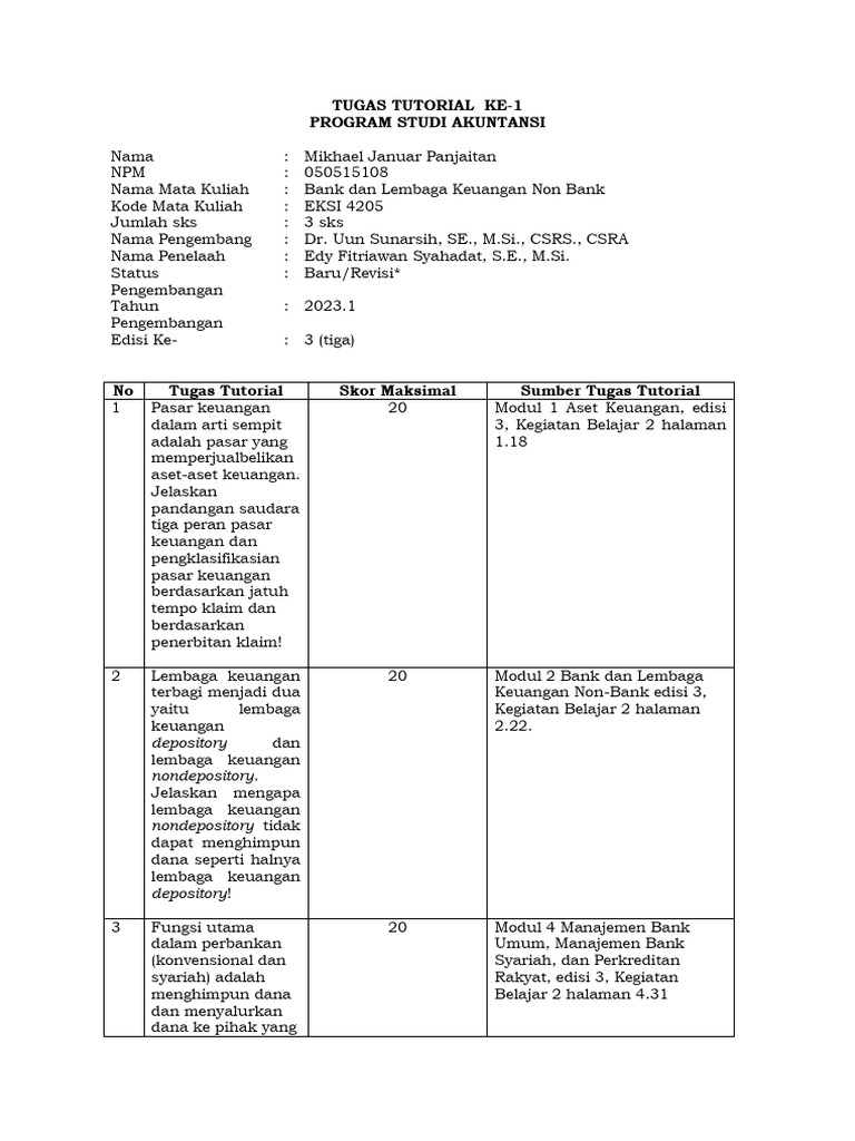 Tugas Tutorial Akuntansi: Bank & Lembaga Keuangan | PDF | Bisnis ...