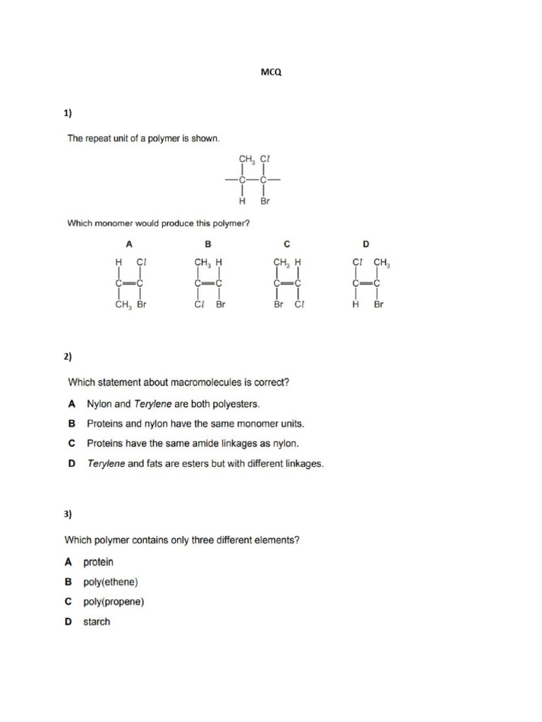 Worksheet Condensation Polymerisation | PDF