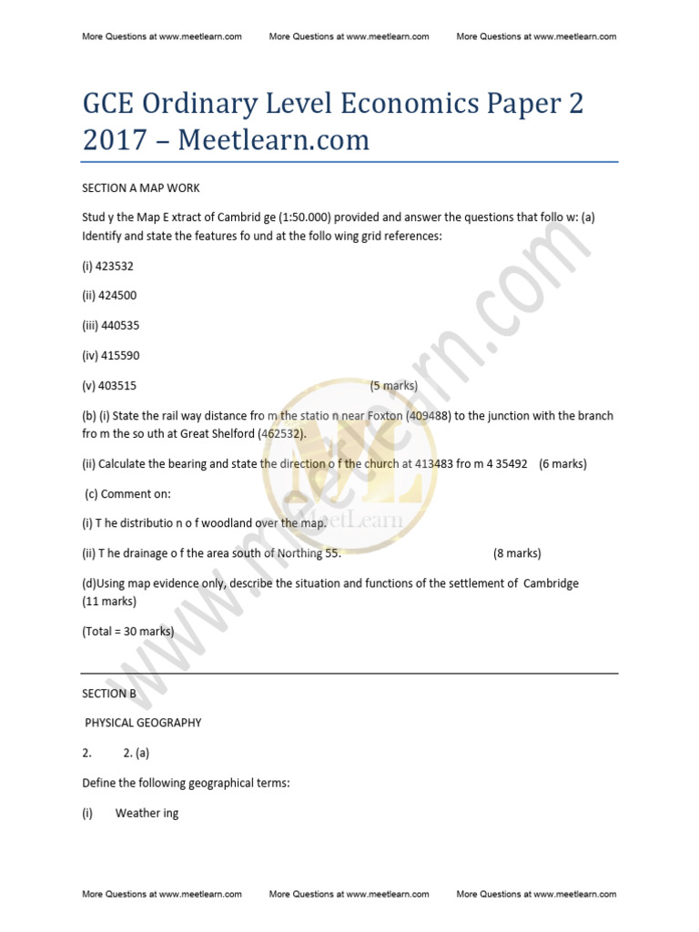 GCE O Level Economics Paper 2 2017 | PDF | Earth Sciences | Physical ...