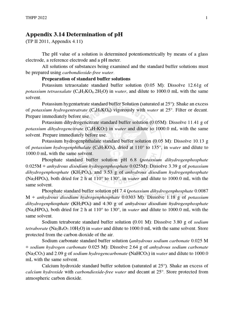 THPP PH | PDF | Ph | Solubility