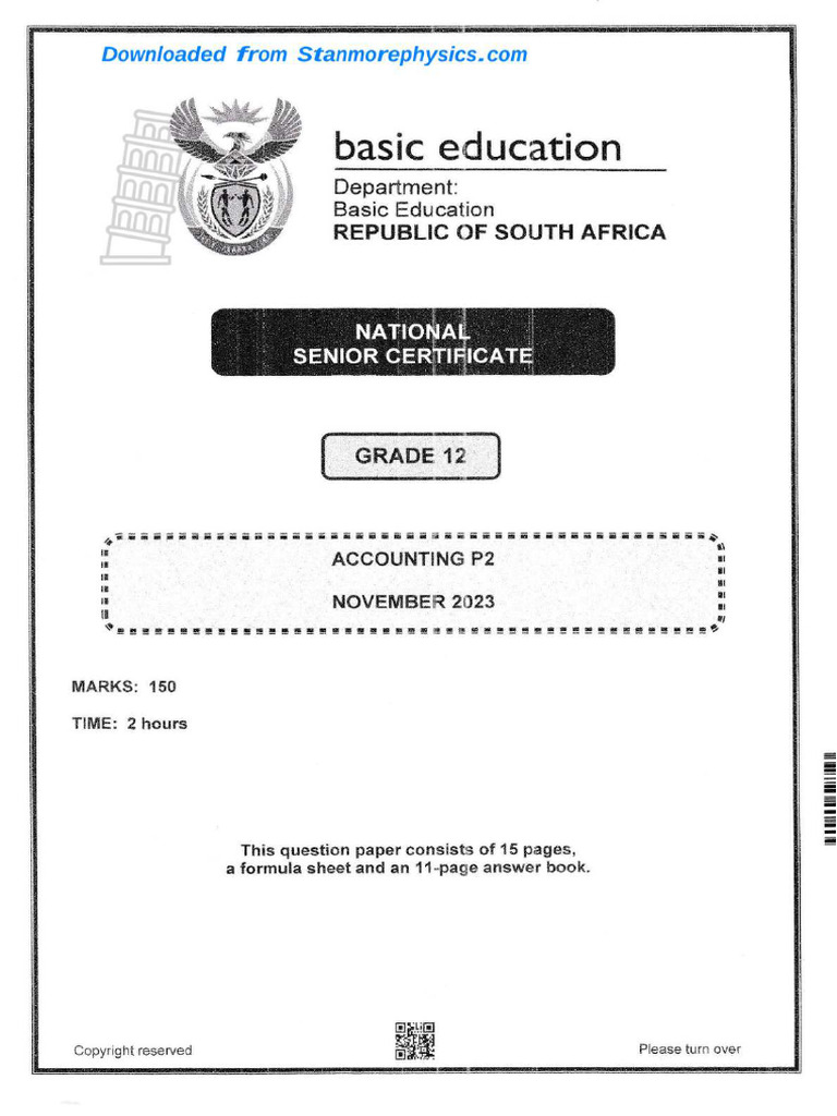 NSC Accounting Grade 12 November 2023 P2 and Memo | PDF