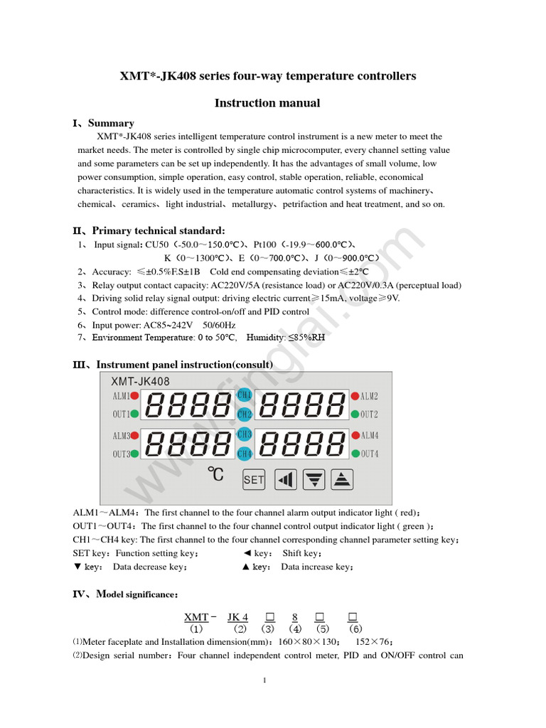 Instruction Manual Multichannel Temperature Controller | PDF | Parameter (Computer Programming ...