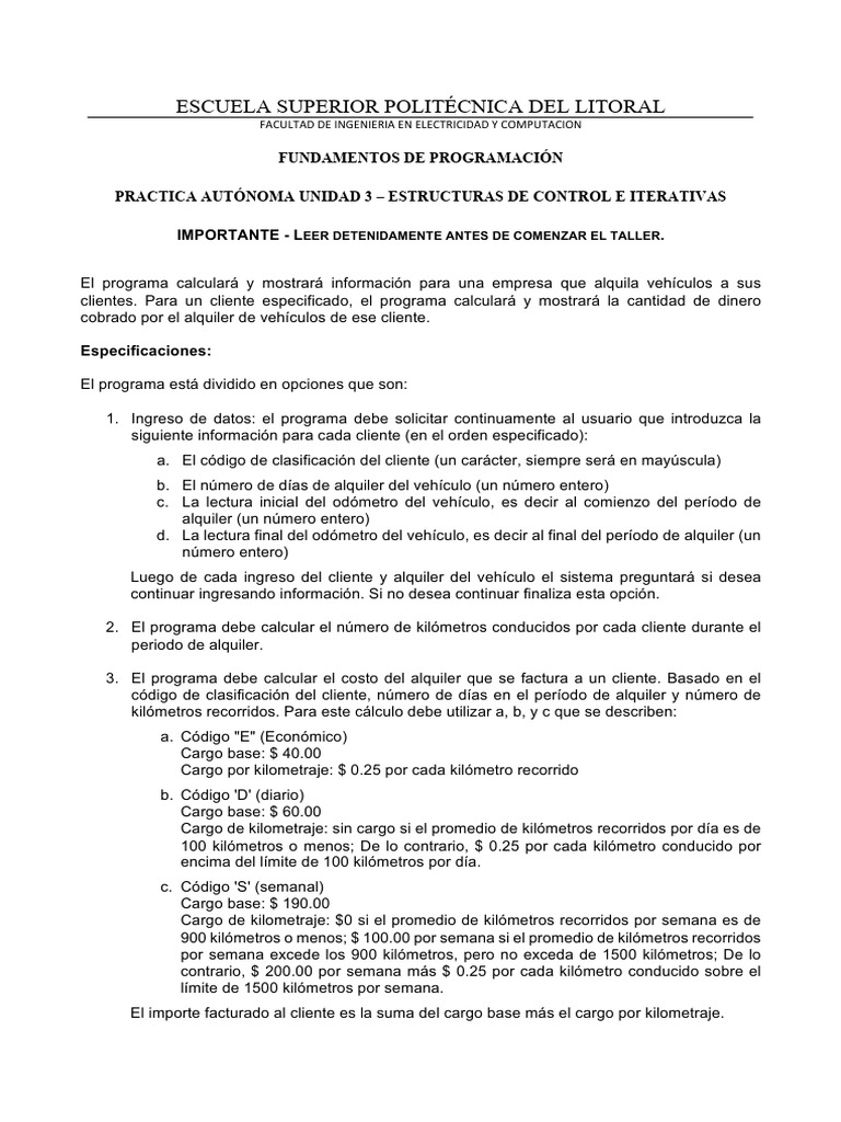 Unidad 03 - Práctica Autónoma | Descargar gratis PDF | Variable (informática) | Programa de ...