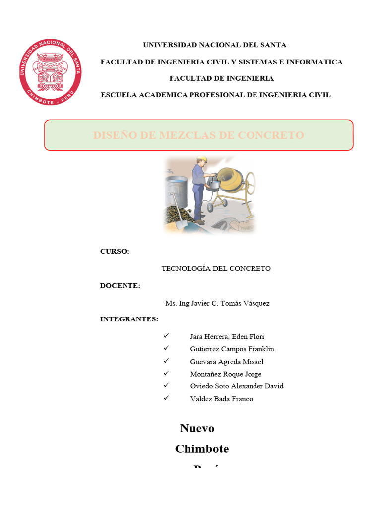 Práctica de Laboratorio Diseño de Mezclas GrupoN°1 | PDF | Hormigón | Ingeniería
