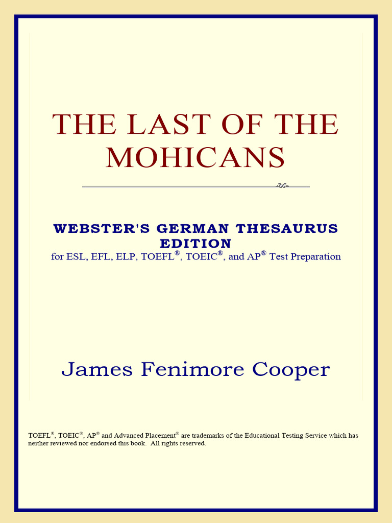 James Fenimore Cooper - The Last of The Mohicans (Webster's German ...