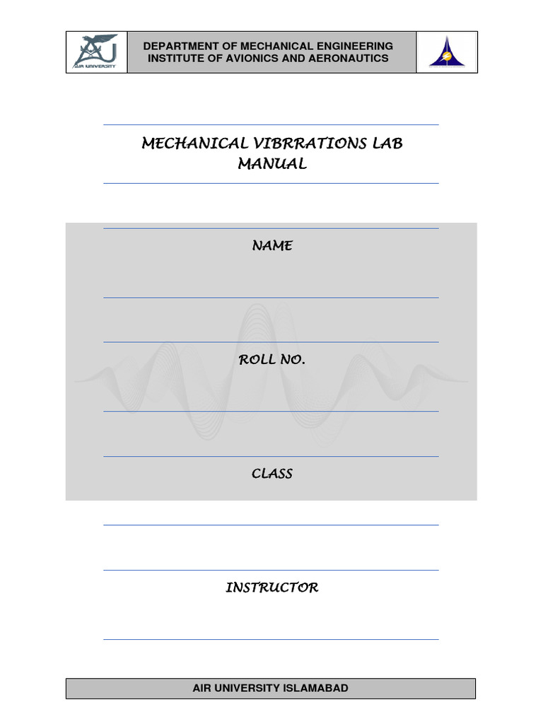 Mechanical Vibrations Lab Manual | PDF | Oscillation | Pendulum