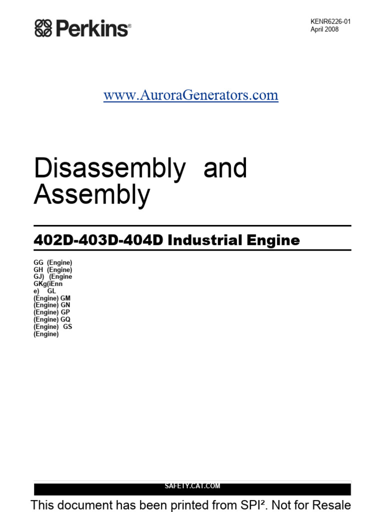 400D Disassembly KENR6226-01 | PDF | Internal Combustion Engine | Pump