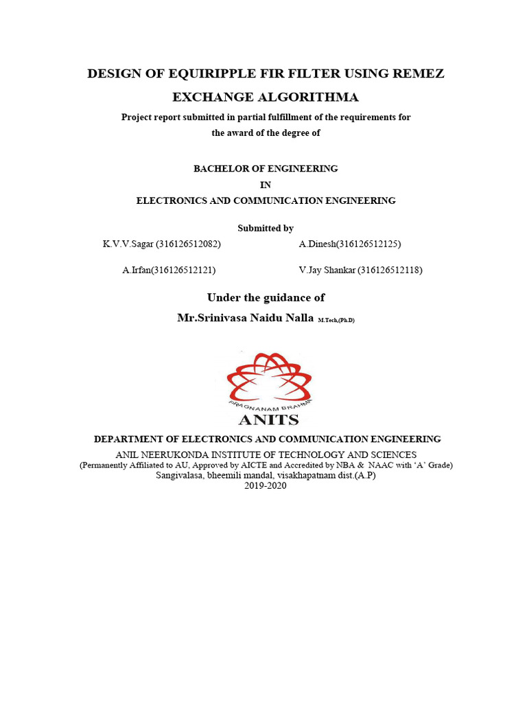 Design of Equiripple Fir Filter Using Remez Exchange Algorithma ...