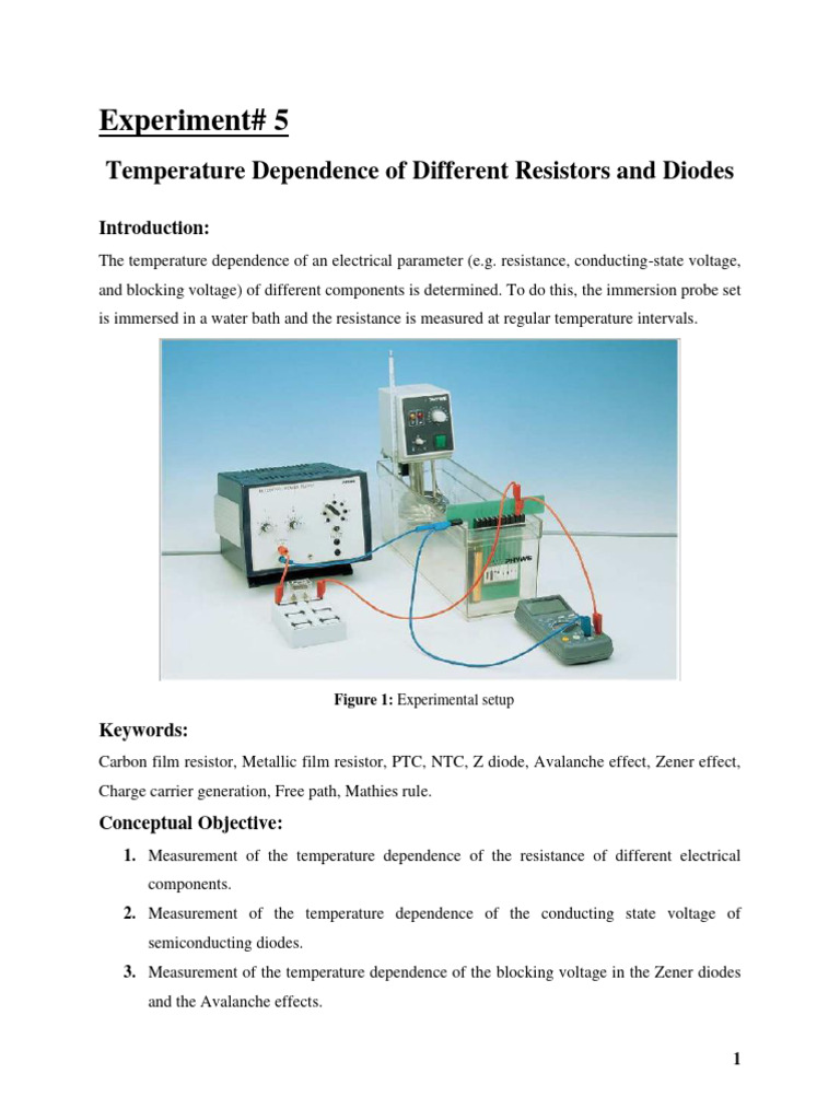 Experiment# 5 - Temperature Dependence of Different Resistors and Diodes | Download Free PDF ...