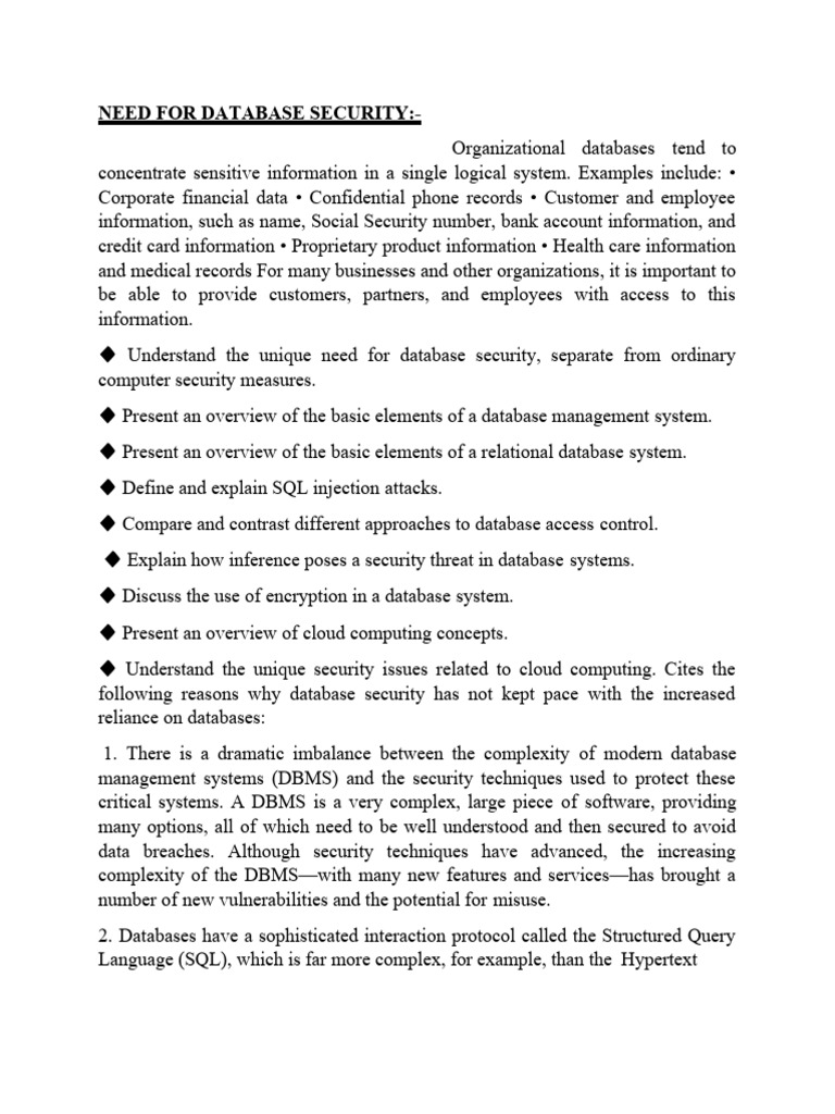 Unit-4-Database Security | PDF | Databases | Relational Model Unit-4-Database Security | PDF | Databases | Relational Model
