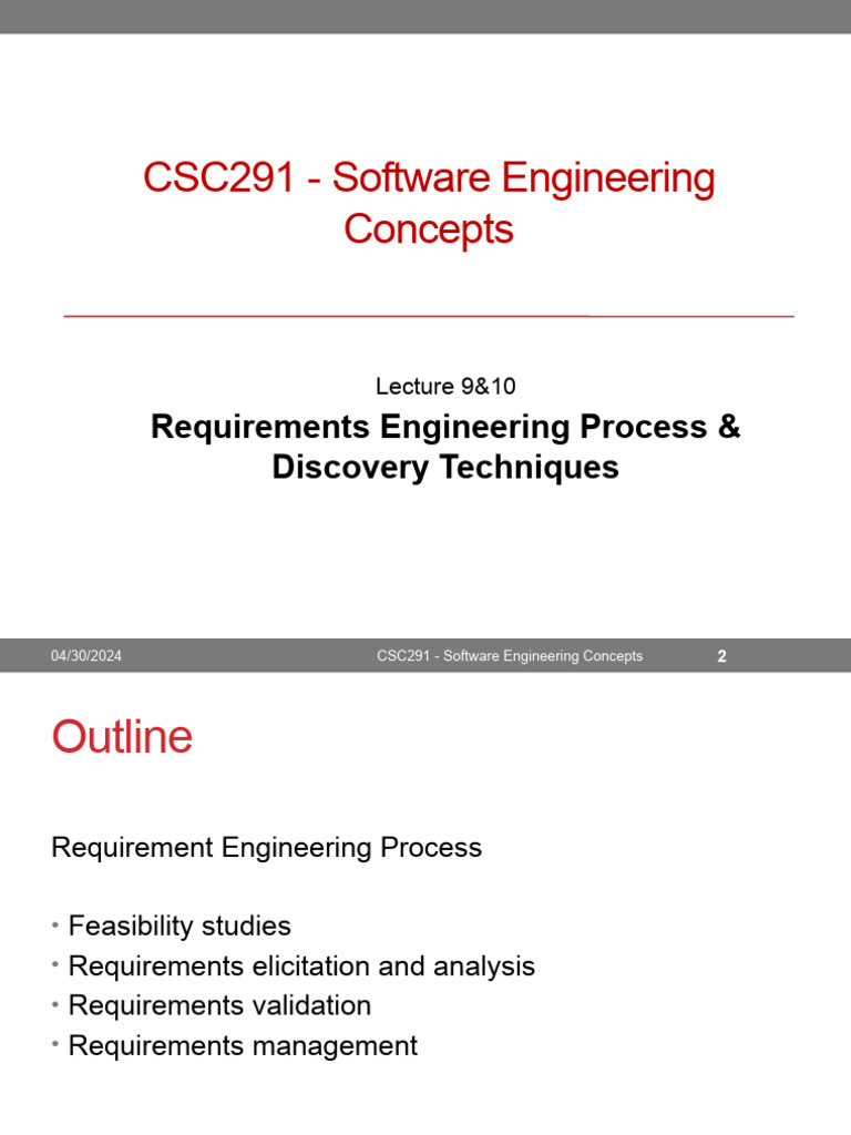 W5-Lecture 9&10 - Requirement Engineering Process & Discovery Techniques | PDF | System ...