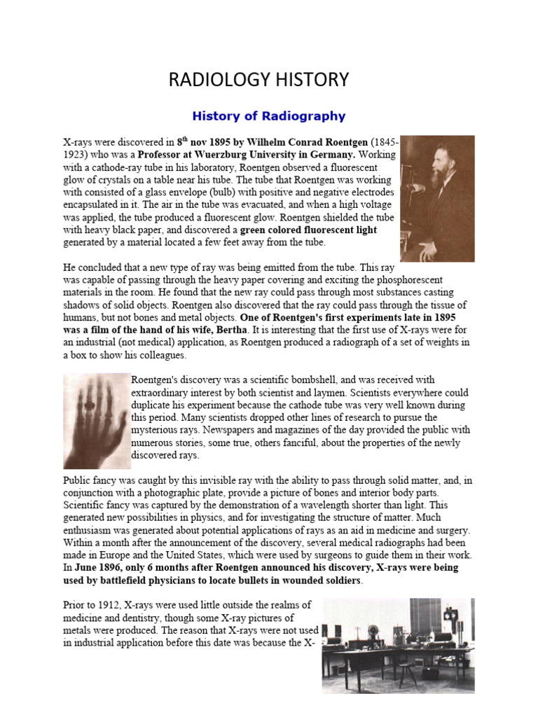 Radiology History | PDF | Vacuum Tube | X Ray