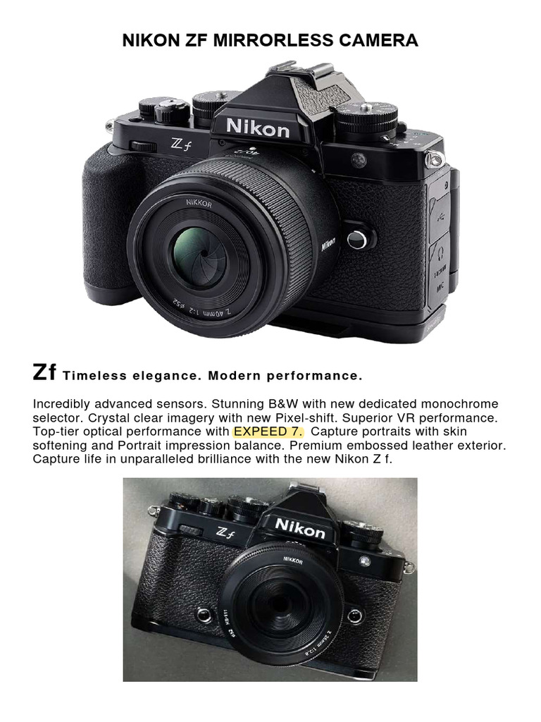 Nikon ZF Mirrorless Camera | PDF | Autofocus | Camera