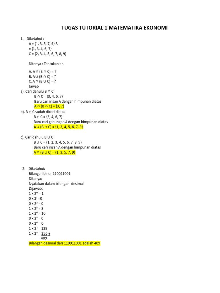 Tugas Tutorial Matematika Ekonomi | PDF