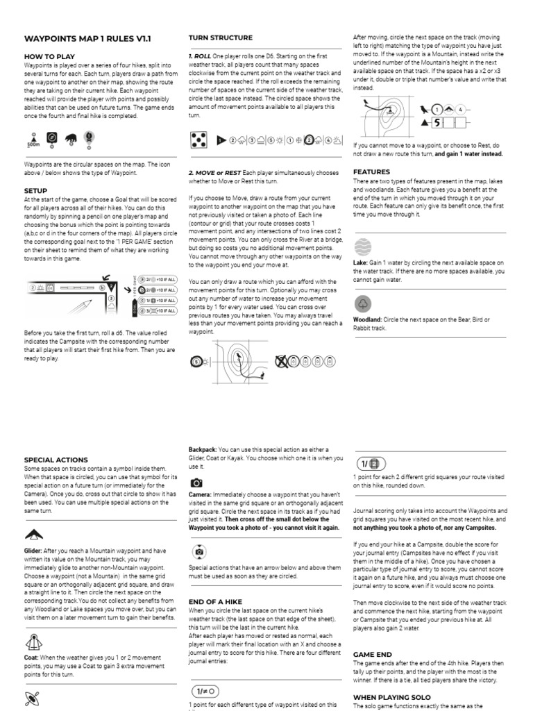 Waypoints Map 1 Rules Pdf Hiking