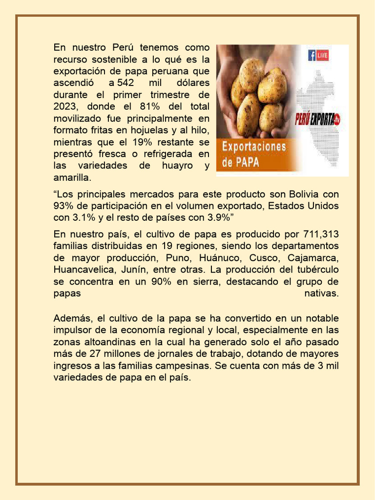 Exportación de La Papa | PDF