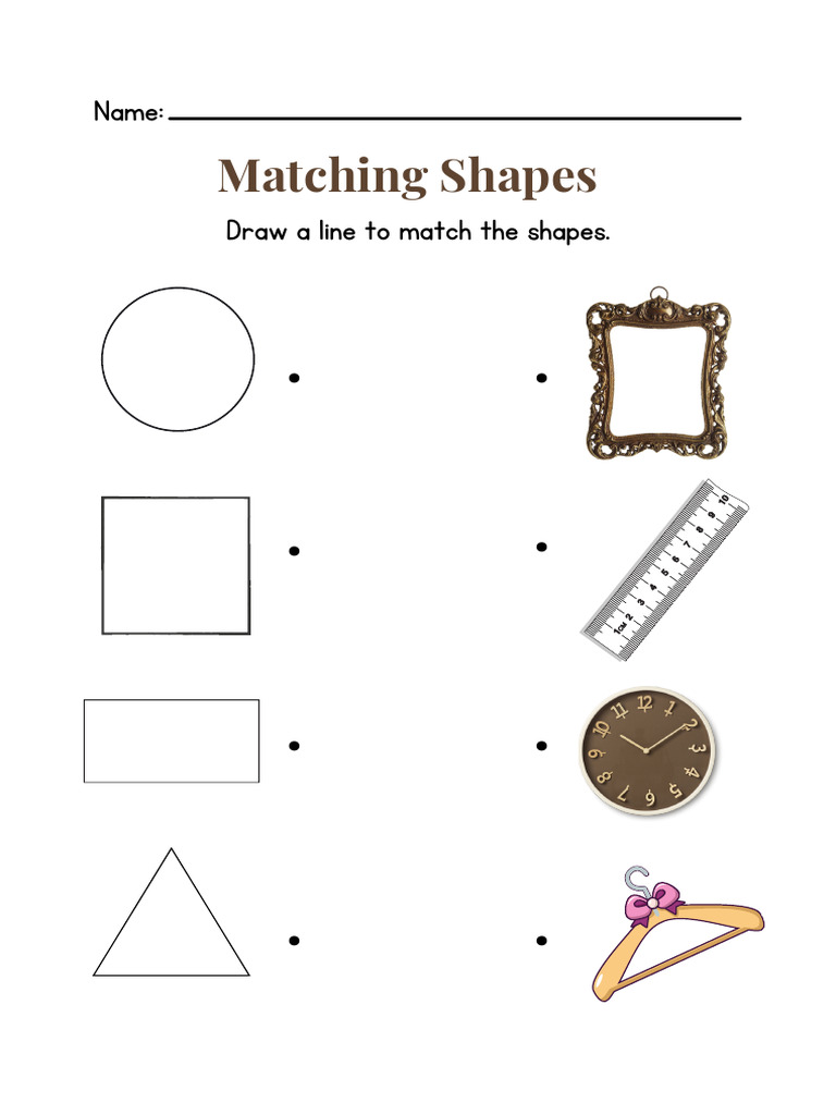 Brown Illustrative Matching Shapes Worksheet | PDF