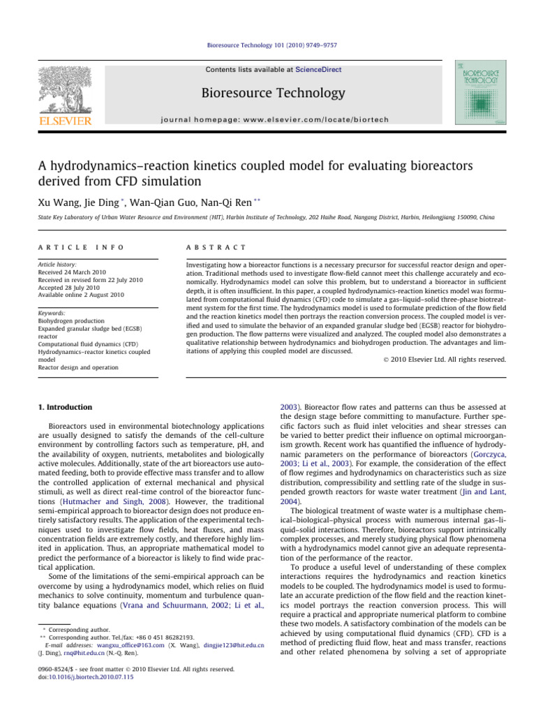 Wang Et Al - 2010 - A Hydrodynamics-Reaction Kinetics Coupled Model For ... Wang Et Al - 2010 - A Hydrodynamics-Reaction Kinetics Coupled Model For ...