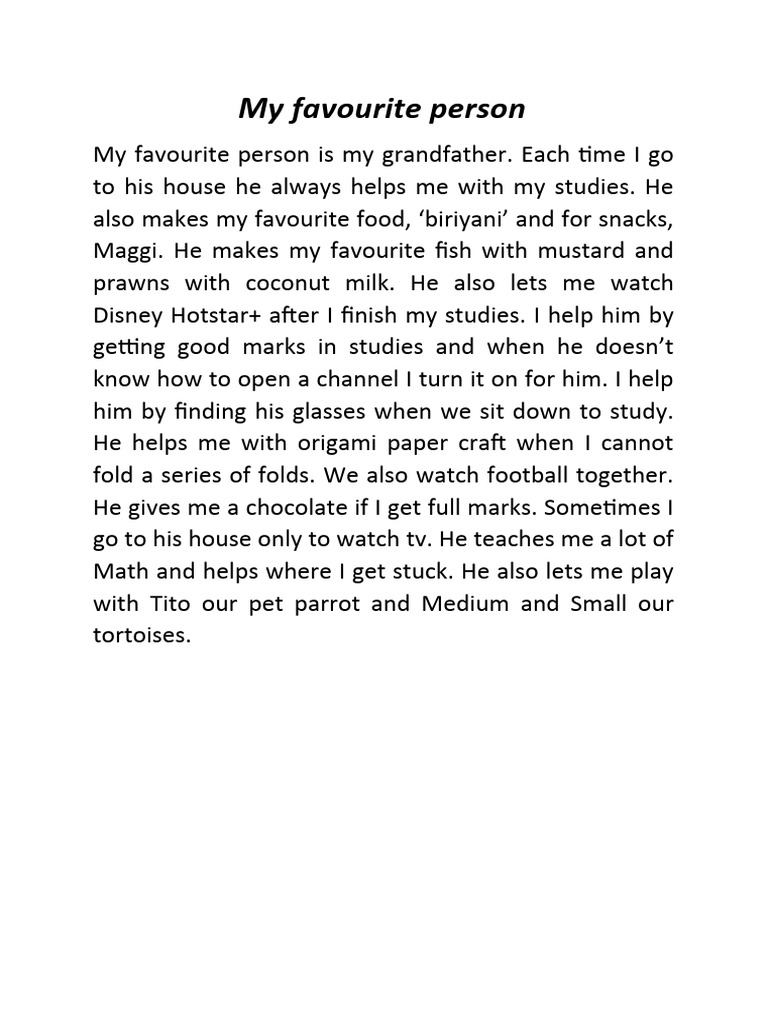 My Favourite Person | PDF