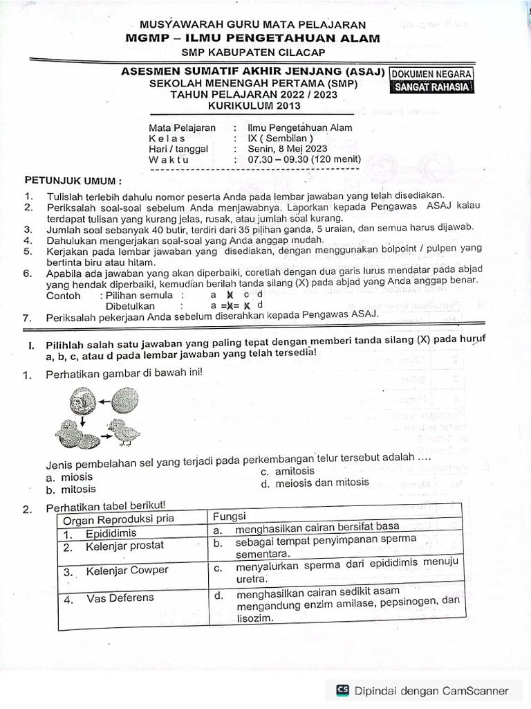 ASAJ IPA Kelas 9 Tahun 2024 | PDF