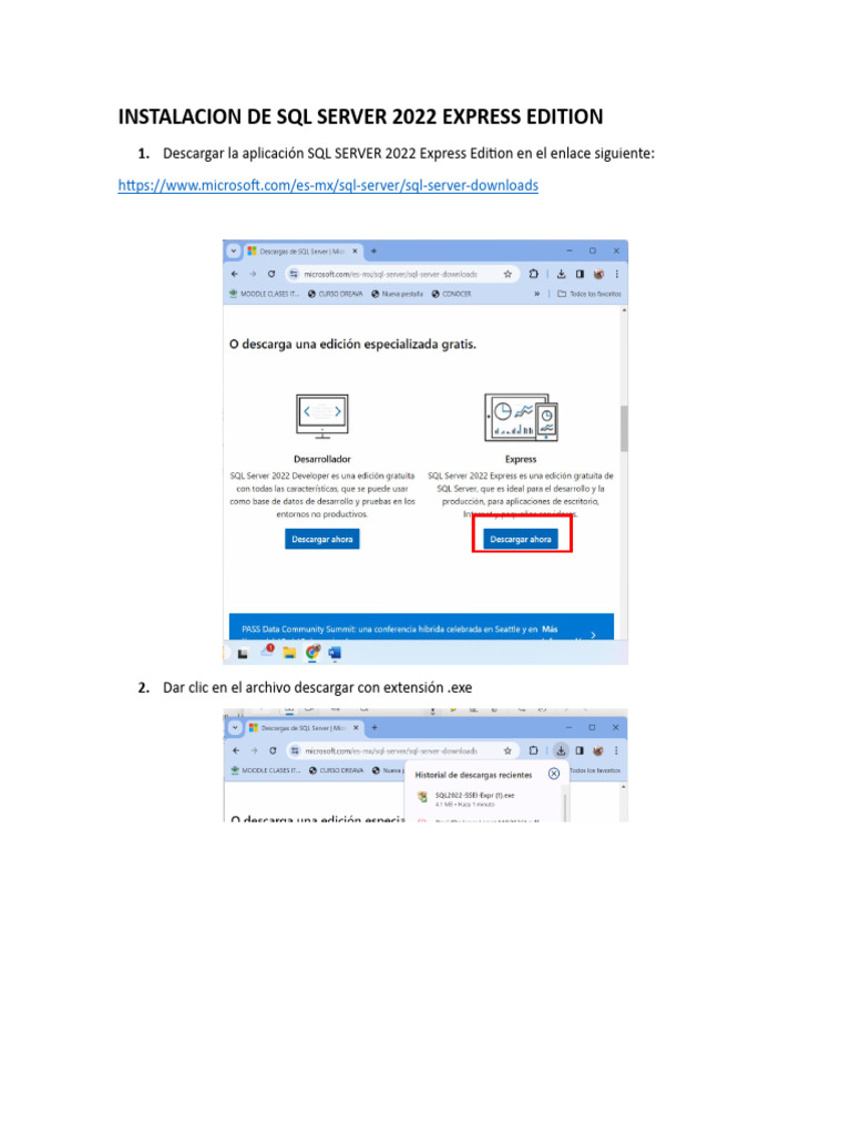 Procedimiento de Instalacion de SQL Express | PDF | Ventana (informática) | Servidor SQL de ...