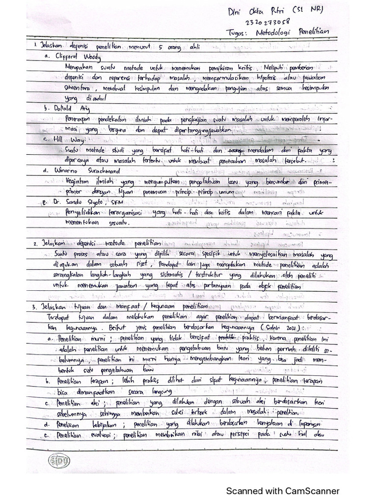 Dini Okta Tugas Metodologi Penelitian | PDF