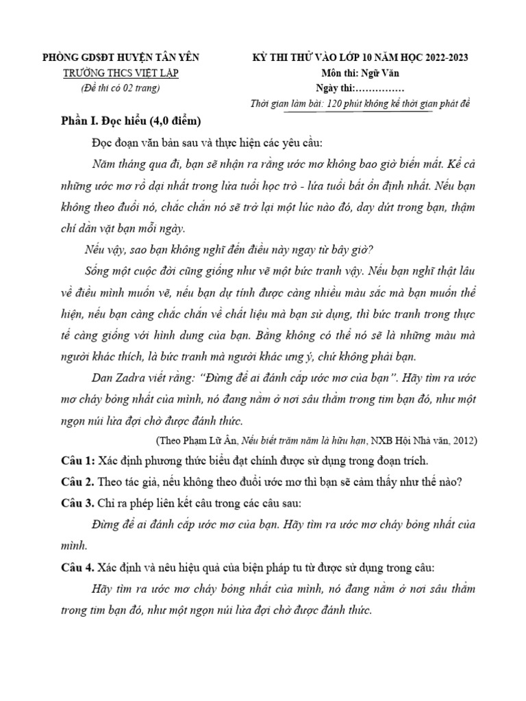 9A - Đề khảo sát 11.4.2024 | PDF