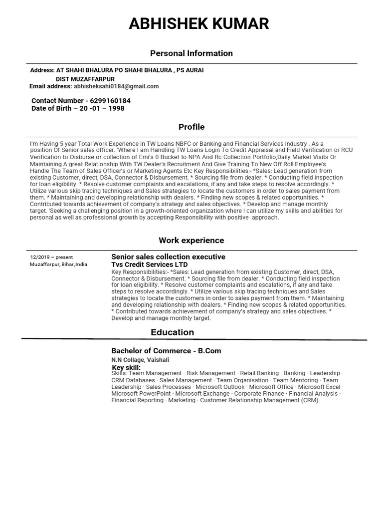 Abhi Shahi CV | PDF | Sales | Customer Relationship Management