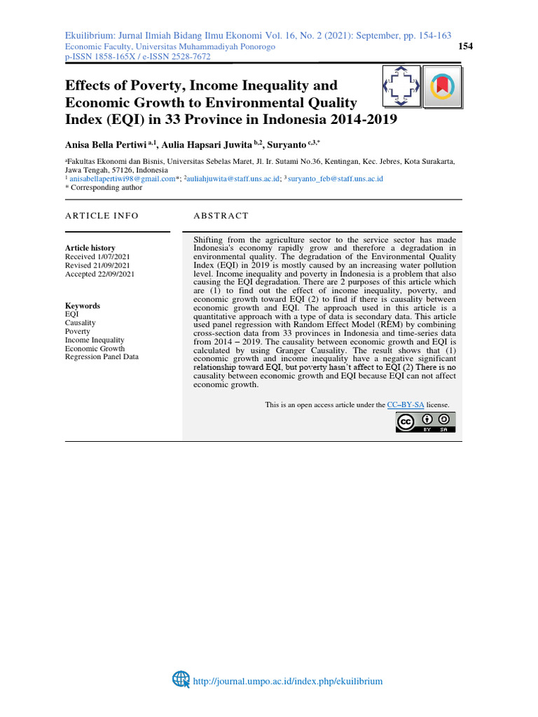 Effects of Poverty, Income Inequality and Economic Growth To ...