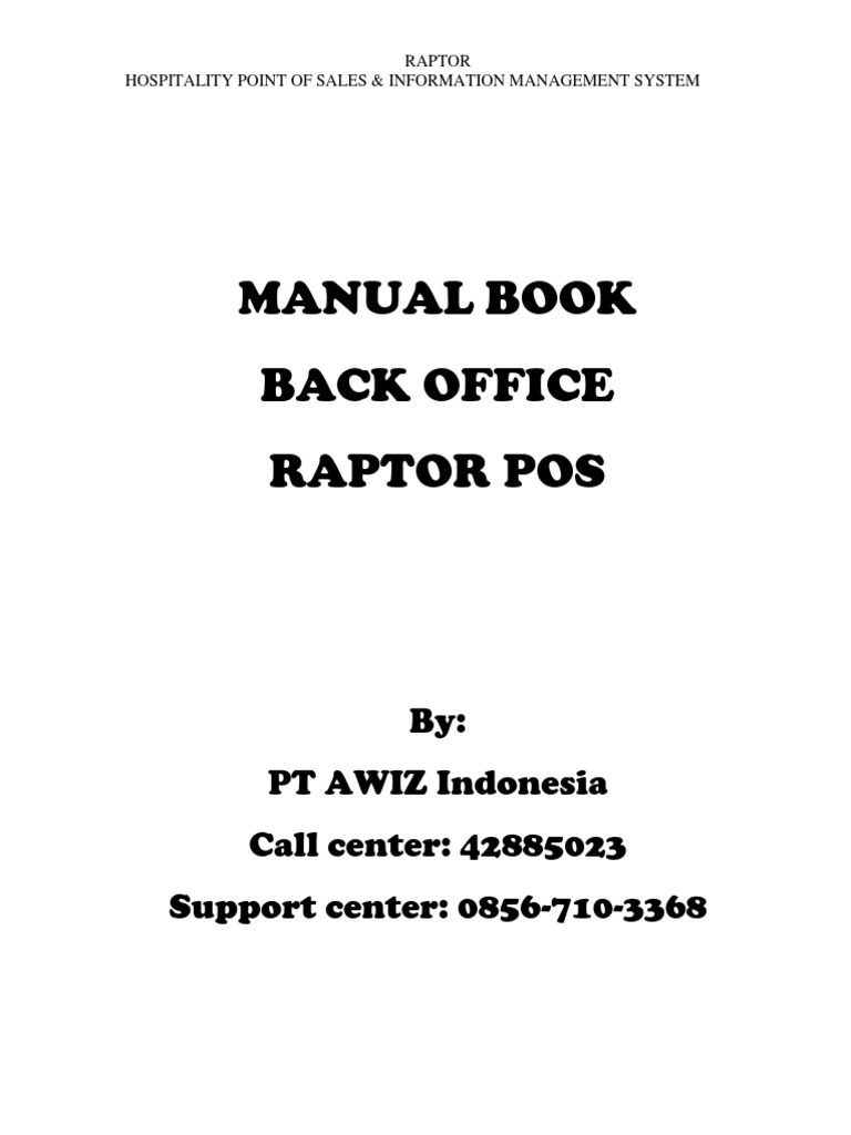 MANUAL BOOK BackOffice RAPTOR | PDF