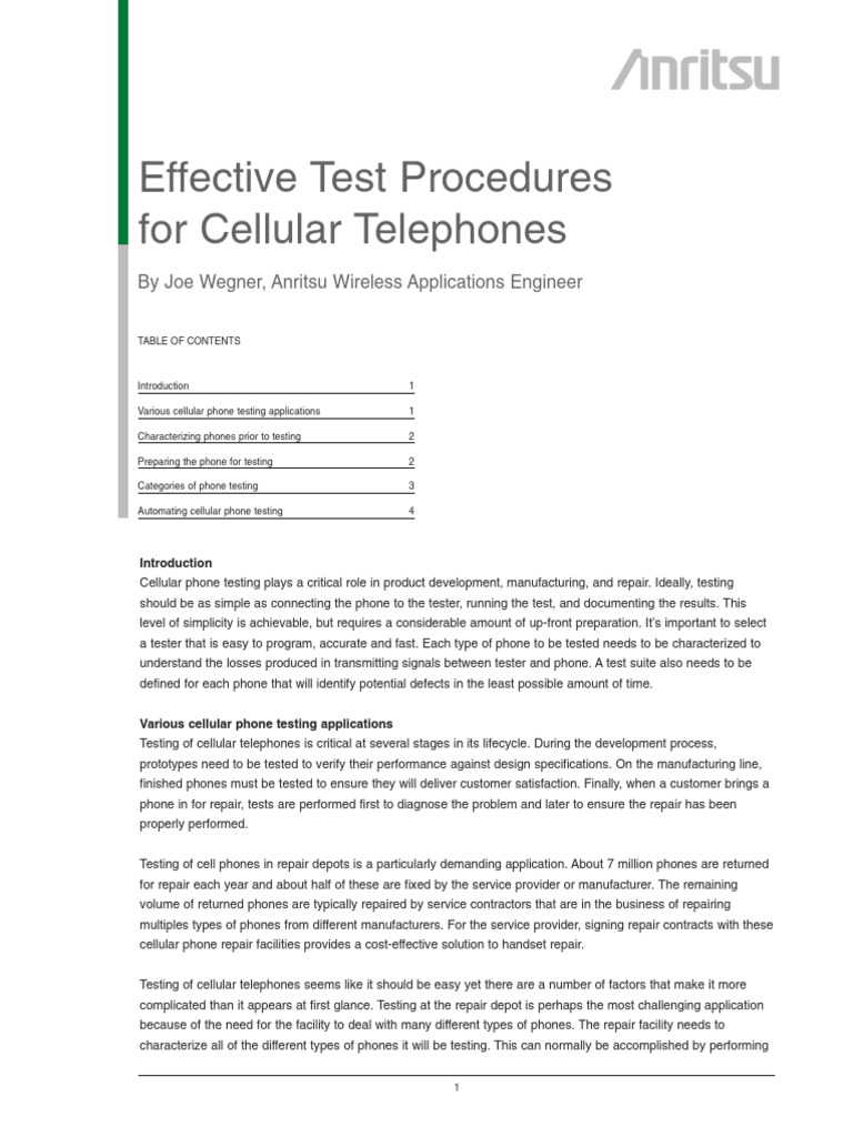 Effective Test Procedures For Cellular Telephones | PDF | Antenna ...
