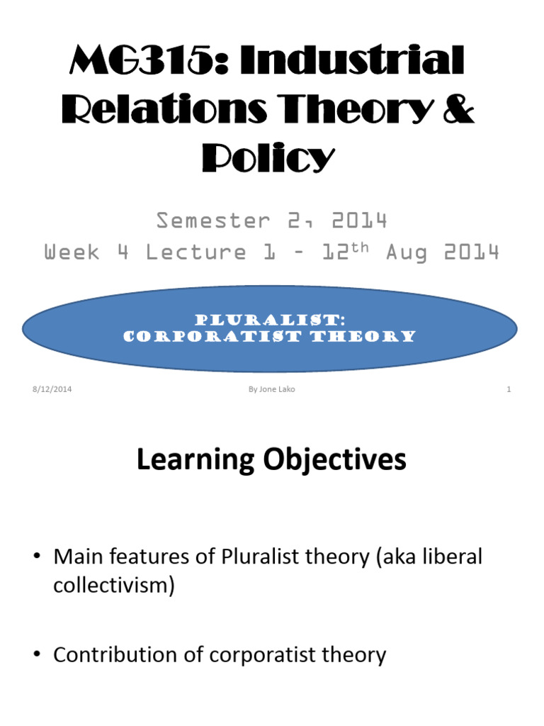 MG315 F2F S2, 14 Pluralist - Corporatism | PDF | Corporatism ...