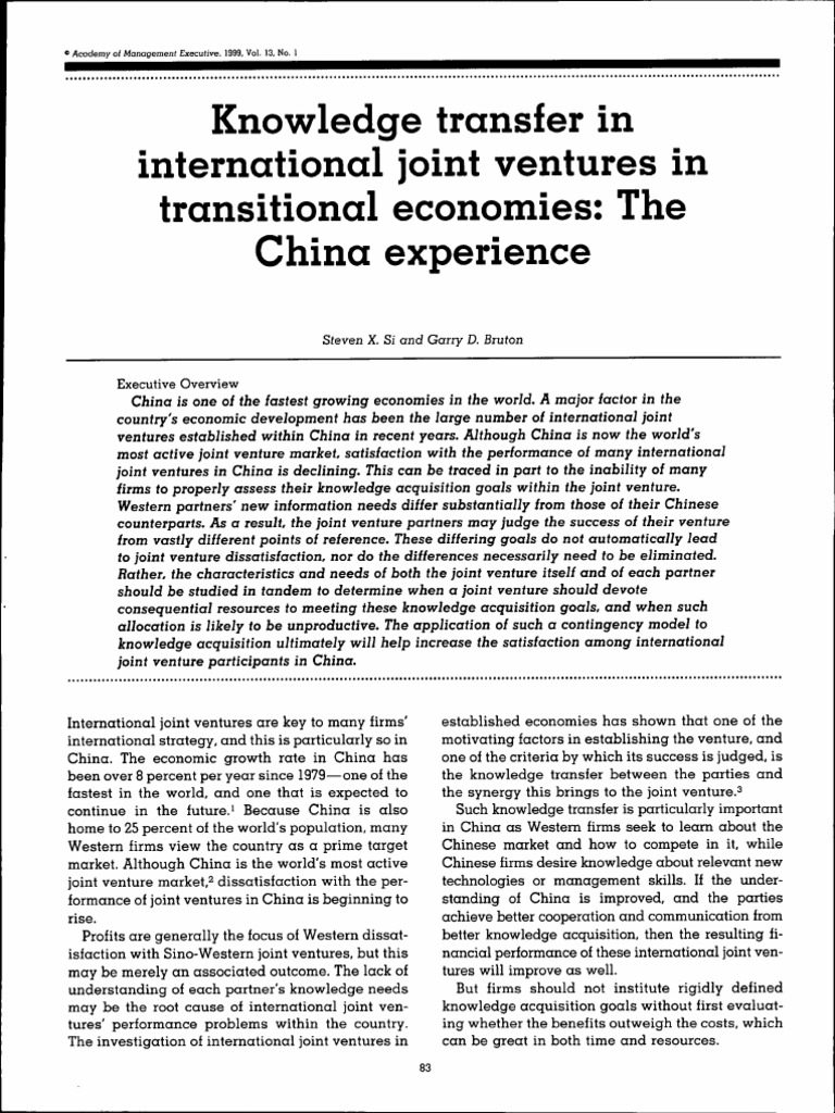 RM Session 15 - Knowledge Transfer in International Joint Ventures in Transitional Economies ...
