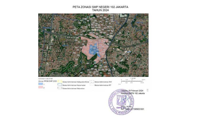 Peta Zonasi SMP Negeri 102 Jakarta-Tahun 2024 | PDF