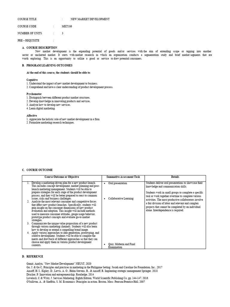 MKT106 New Market Development | PDF | Marketing | Digital Marketing