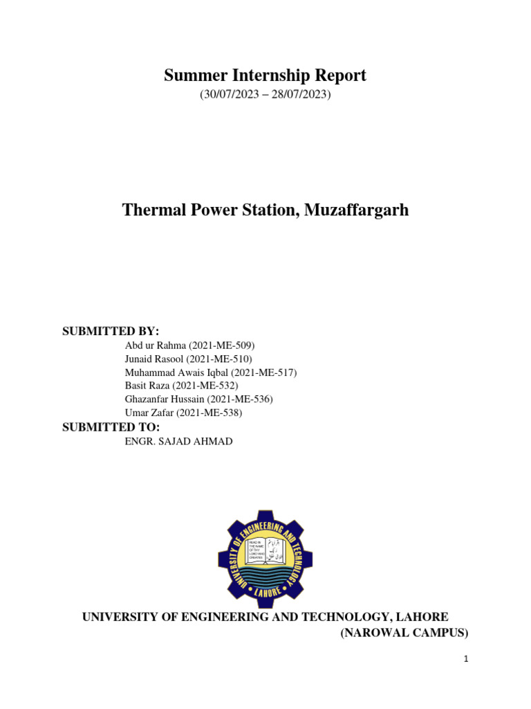 Report Internship - Hydel Power Plant | PDF | Boiler | Power Station
