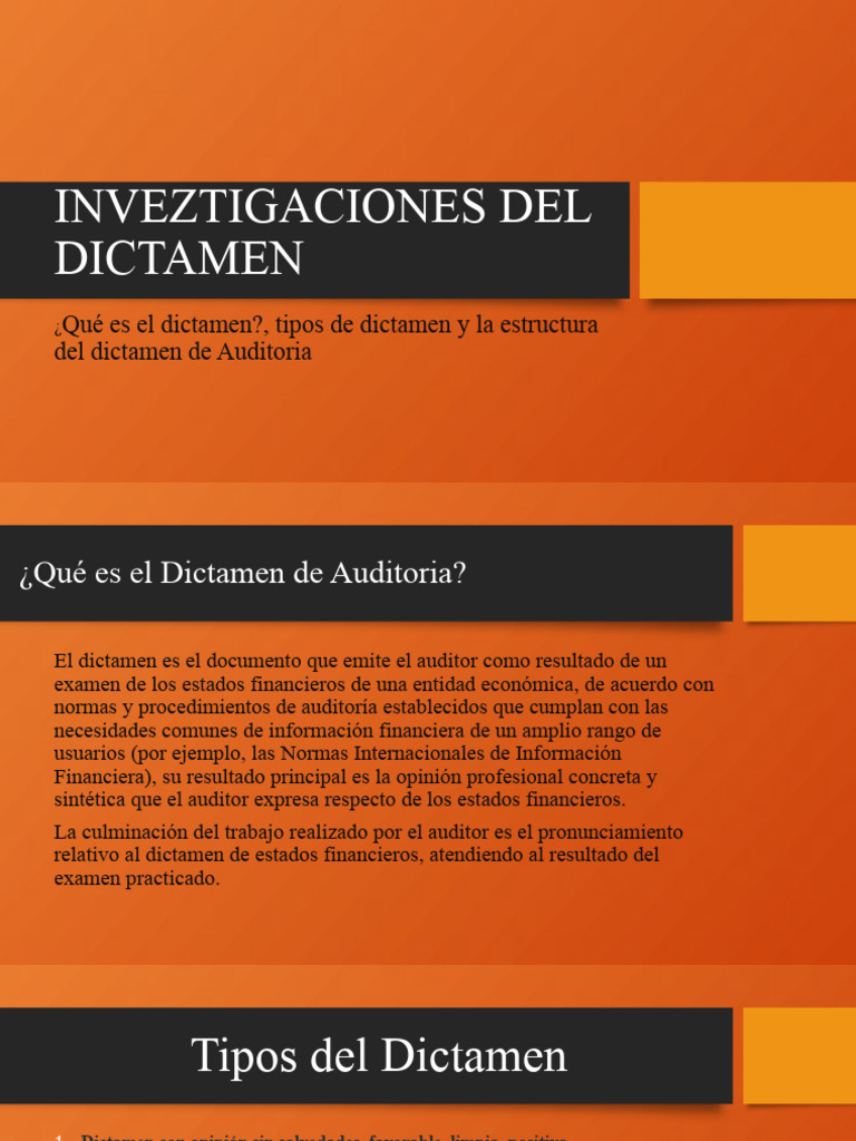 Tipos y Estructura del Dictamen de Auditoría | PDF | Auditoría | Contralor