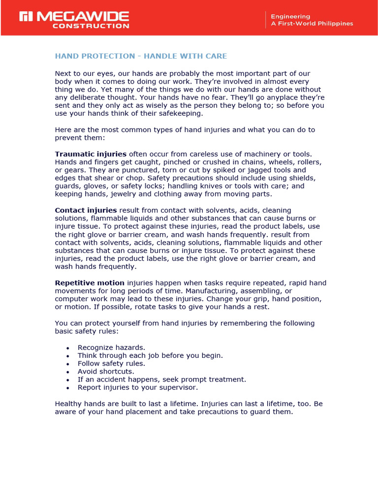 Hand Protection | PDF
