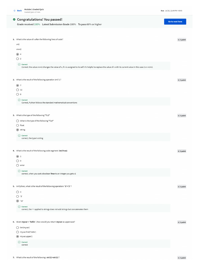 Module 1 Graded Quiz | PDF