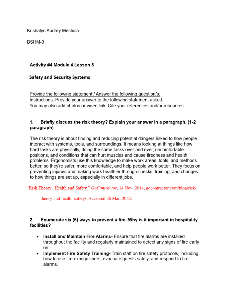 Activity#4-HPC9-Mestiola, Krishalyn Audrey | PDF | Fire Safety | Fires