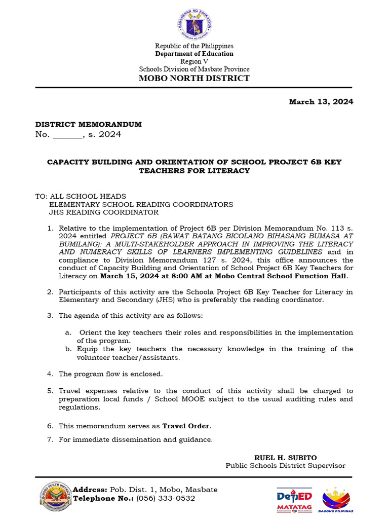 Memo Capacity Building | PDF | Literacy | Behavior Modification