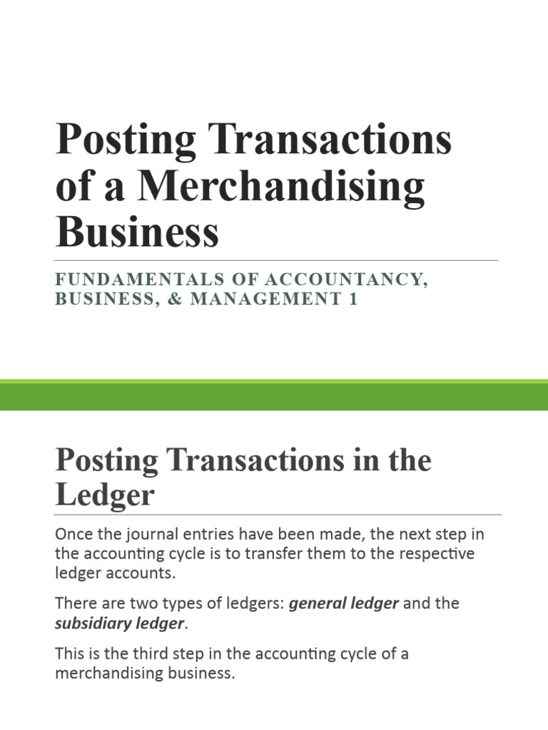 Week 3 & 4 - Fabm 1 - Posting Transactions of A Merchandising Business ...