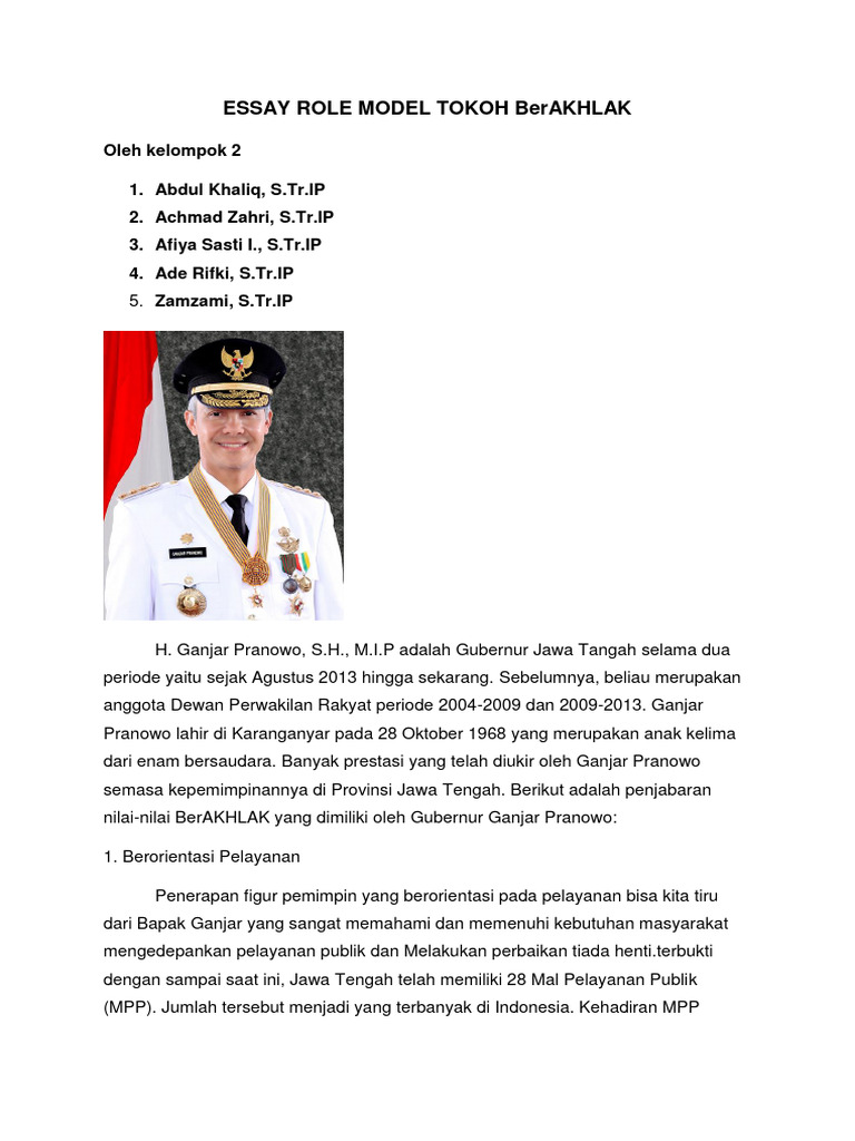 Kel.1-ESSAY ROLE MODEL TOKOH BerAKHLAK | PDF | Ilmu Sosial