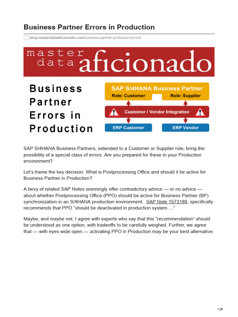 Business Partner Errors in Production | PDF | Business Process | Debugging