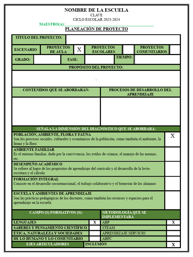 Formato de Proyecto Nem | Descargar gratis PDF | Escuelas | Educación ...