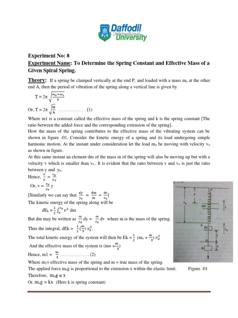 Spring constant | PDF | Mass | Force