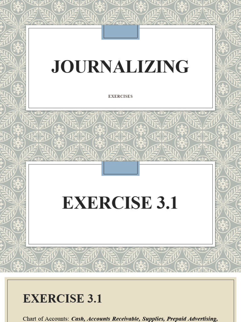 Journalizing Exercises | PDF | Expense | Banks
