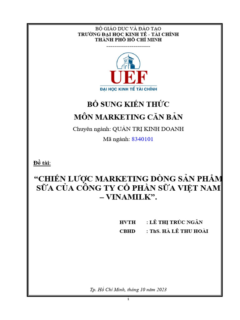 MARKETING CĂN BẢN - LÊ THỊ TRÚC NGÂN - BSKT | PDF