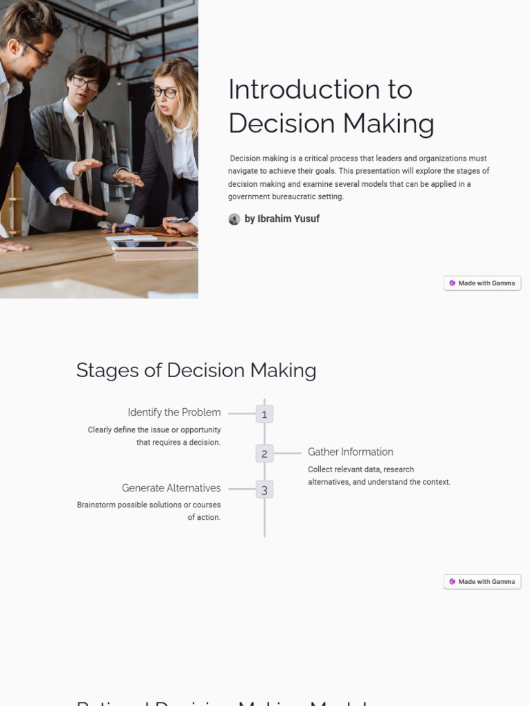 Introduction to Decision Making | PDF | Decision Making | Behavioural ...